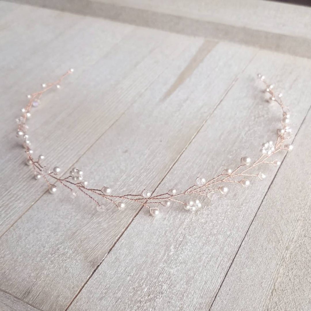 Rose Gold Hair Piece, Wedding Hair Vine, Rose Gold Vine, Bridal ...