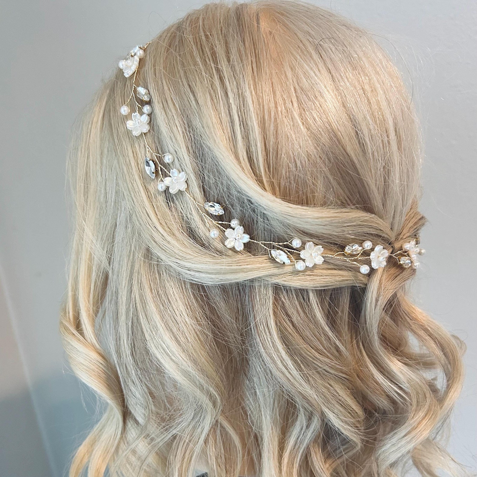 Flower Hair Piece, Wedding Hair Vine, Gold Floral Bridal Headband ...