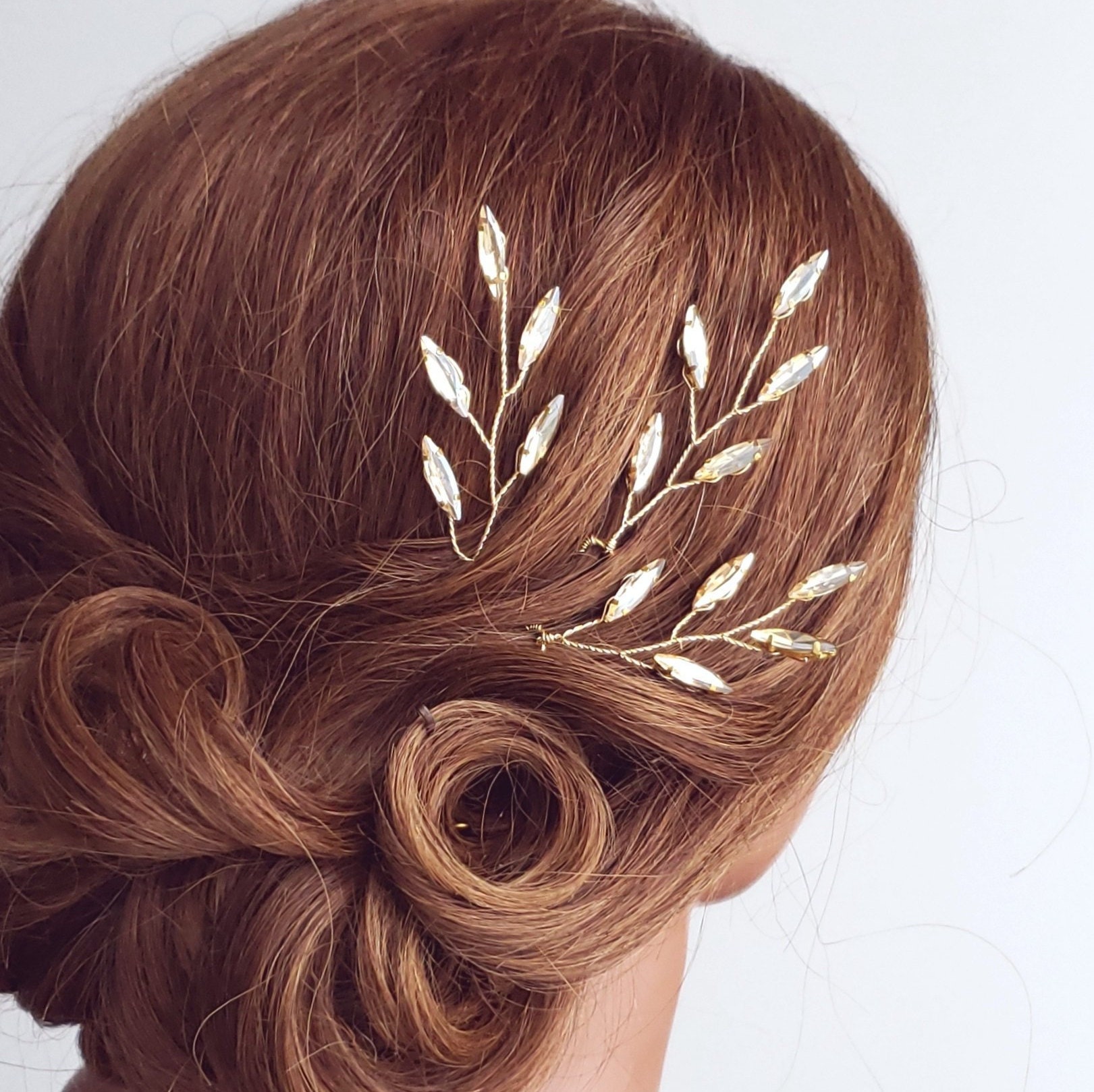 Bridal Hair Piece Rhinestone Hair Pins Gold Hair Vine | Etsy