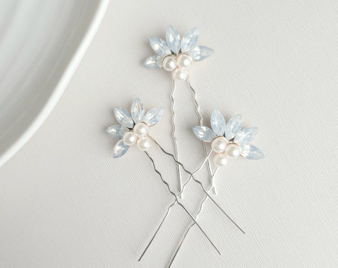 Bridal Hair Pins, Something Blue Hair Accessory, Wedding Hair Comb ...
