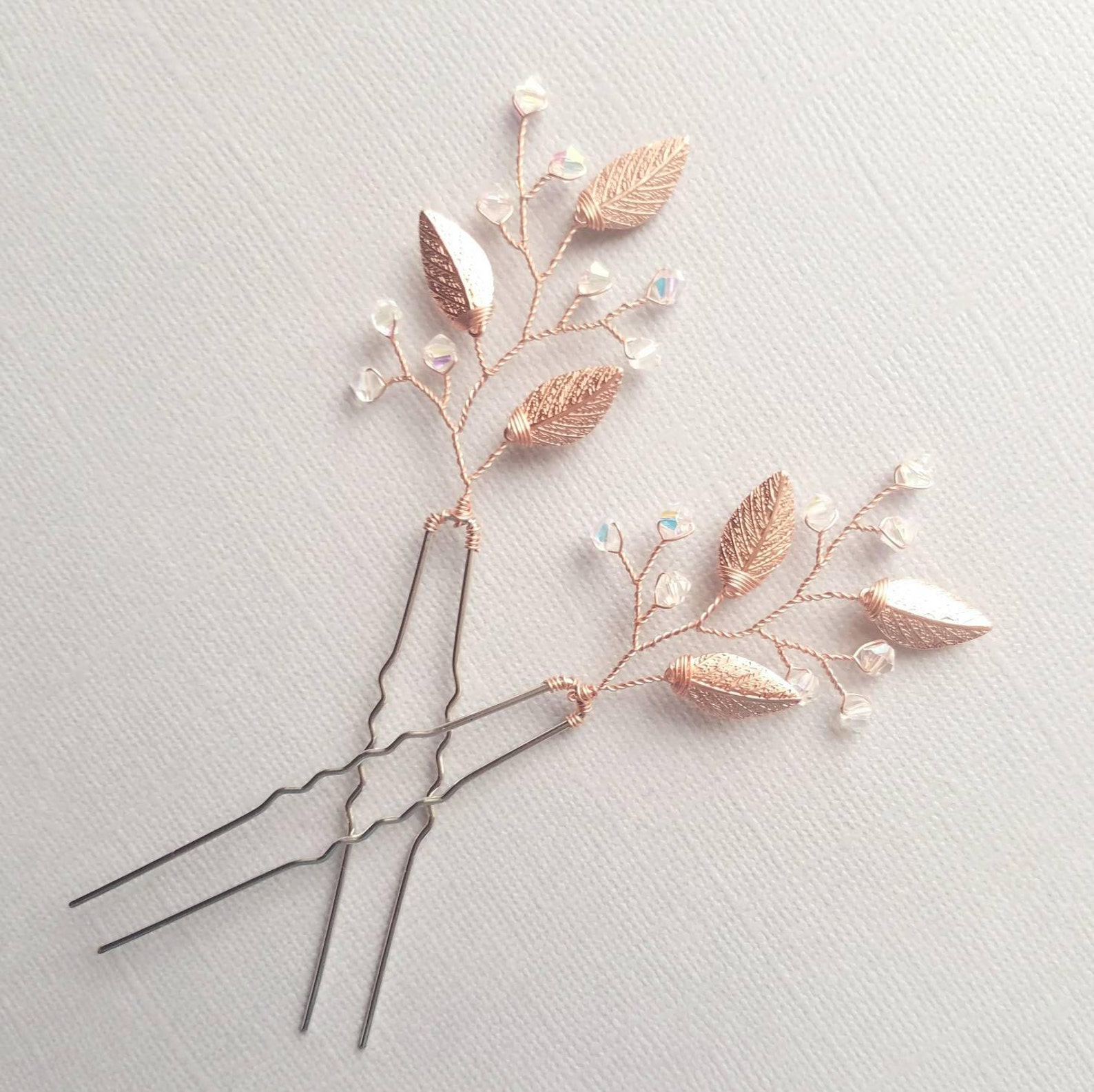 Rose Gold Hair Pins, Wedding Hairpiece, Bridal Hair Comb, Wedding Hair ...