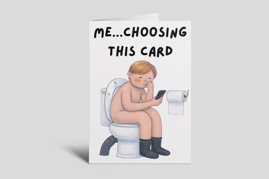 Funny Modern Toilet Card - A5 Premium Greeting Card, Humorous Bathroom ...