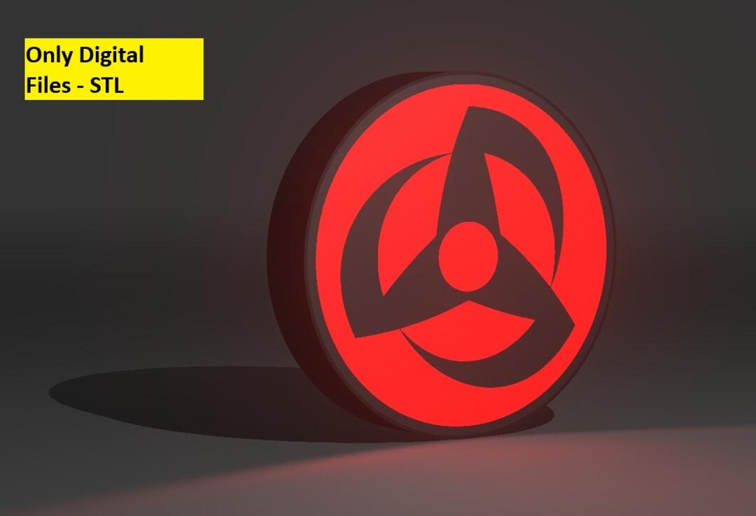 Obito Mangekyou Sharingan 3D Print STL – Naruto Wall Decor & Lightbox ...