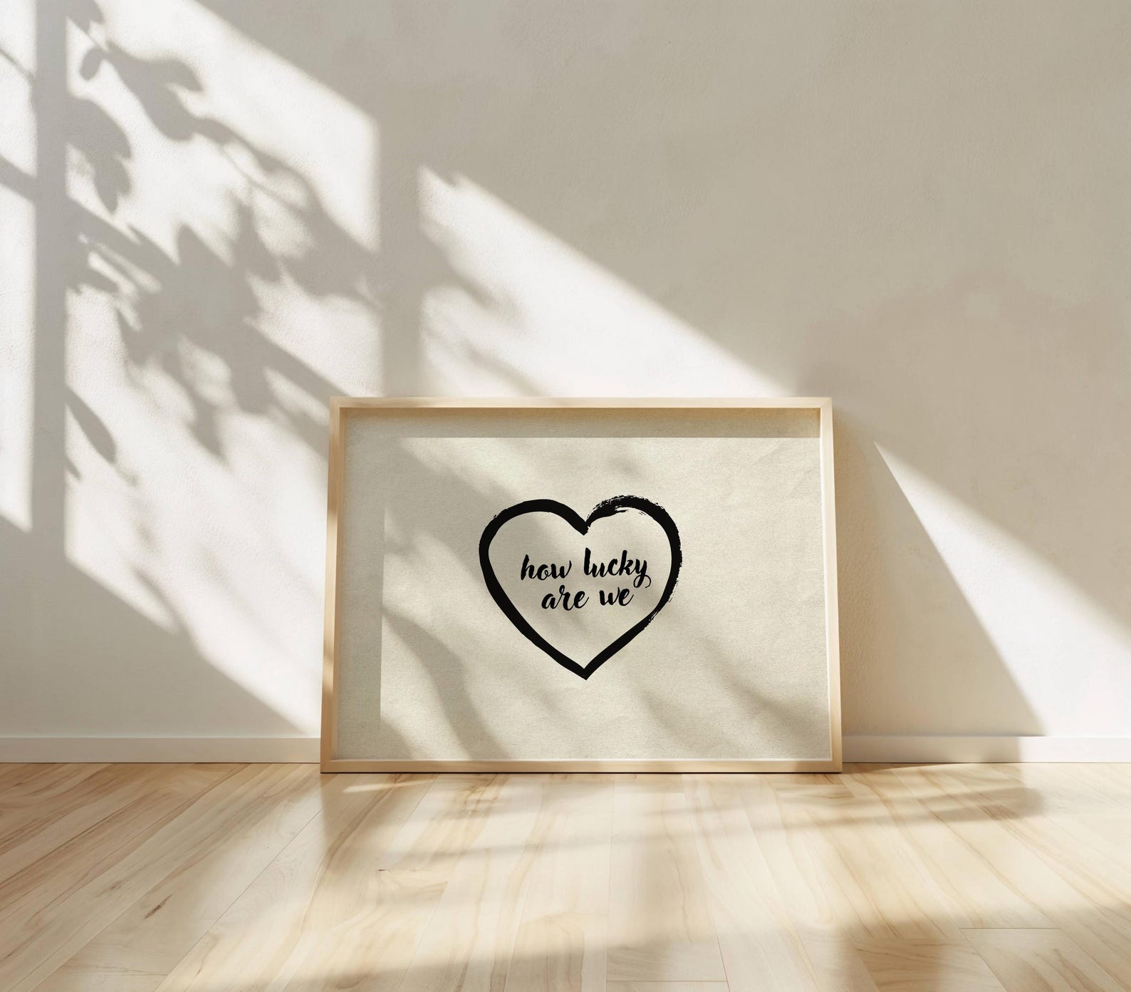 How Lucky Are We Heart Art Print, Horizontal Love Poster, Minimal ...