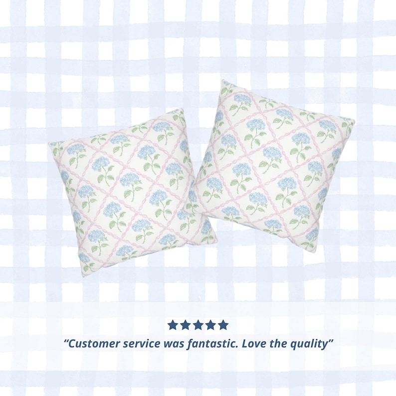 Blue Hydrangea Pillow Cover, Pastel Floral Square Accent Cushion ...