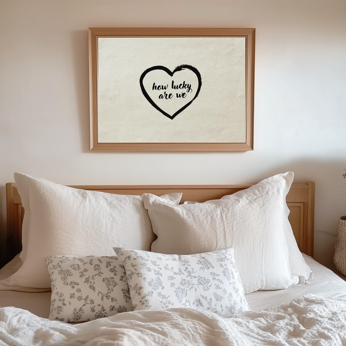 How Lucky Are We Heart Art Print, Horizontal Love Poster, Minimal ...