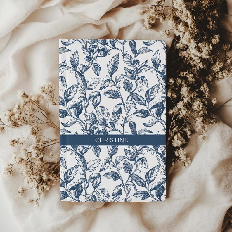 Personalized Journal – Custom Notebook, Grey Floral Notebook for Women ...