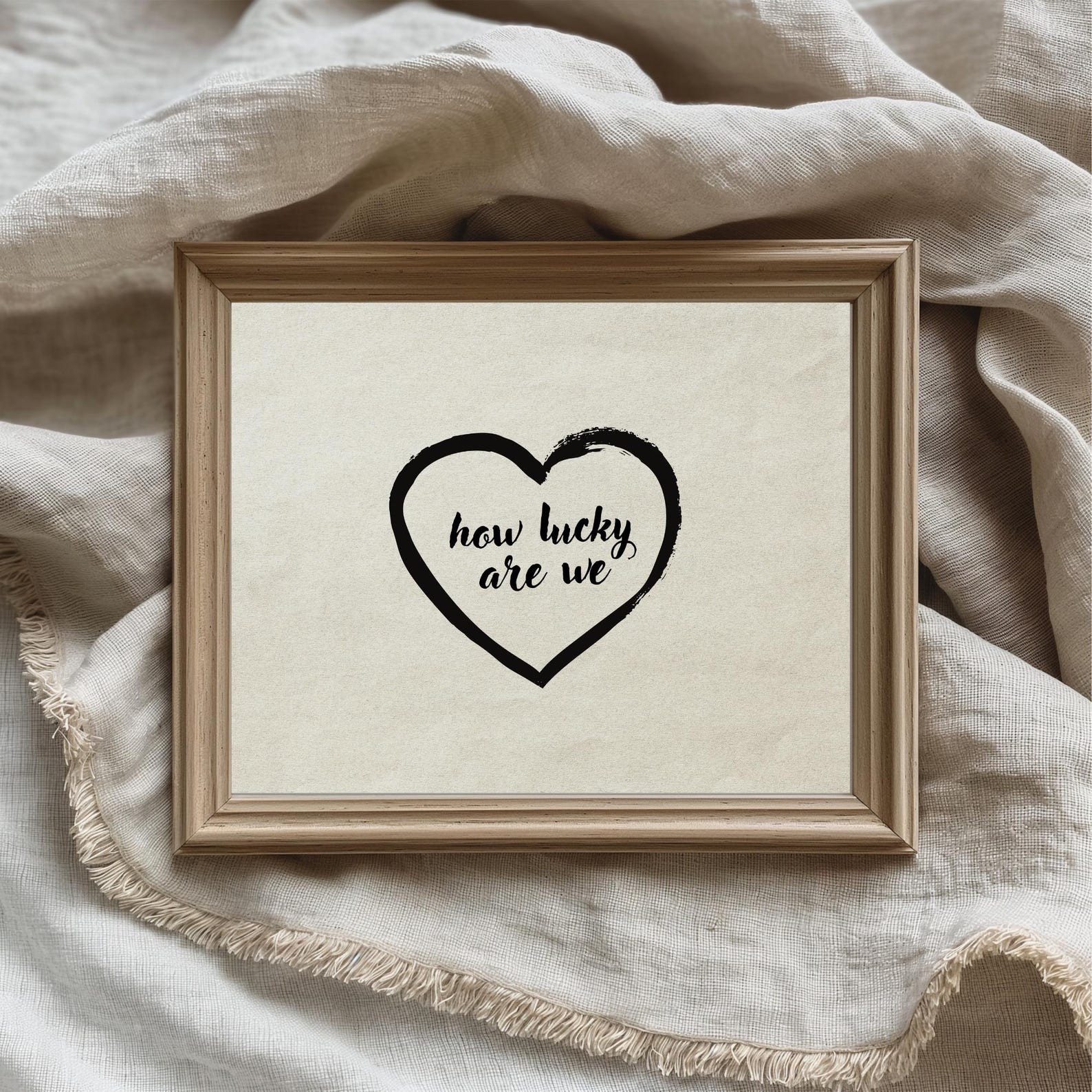 How Lucky Are We Heart Art Print, Horizontal Love Poster, Minimal ...