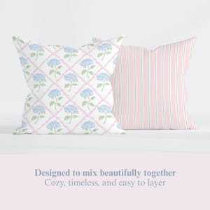 Blue Hydrangea Pillow Cover, Pastel Floral Square Accent Cushion ...