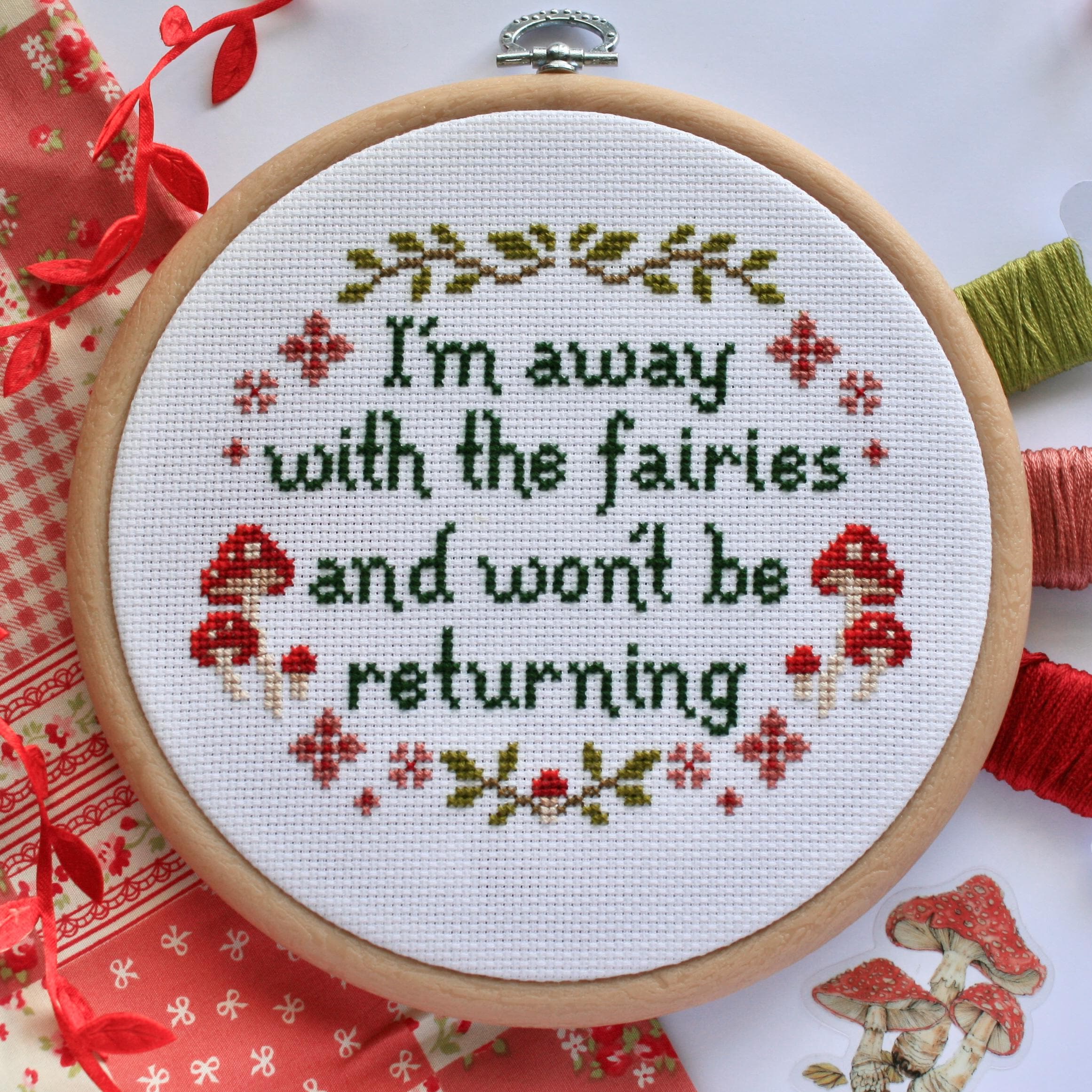 Fairycore Cross Stitch Pattern, "away With the Fairies" Quote ...