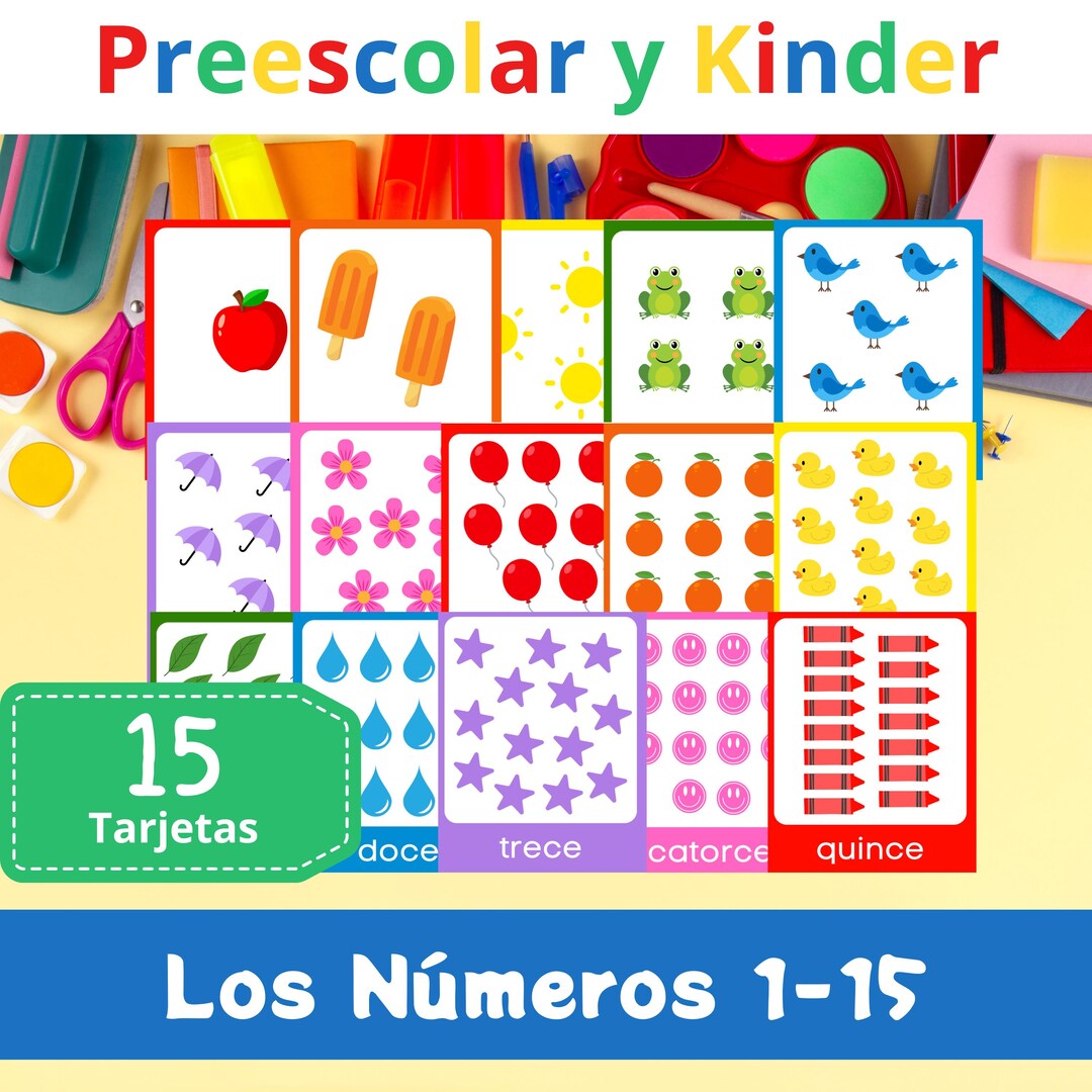 Number Cards 1-15 in Spanish | Printable Flashcards | Learn to Count ...