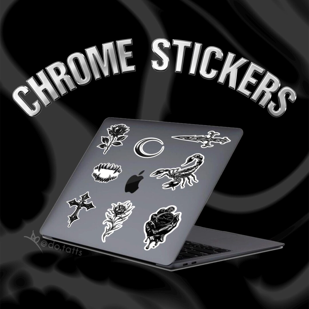 Chrome Stickers Pack | Tattoo Inspired Gothic Decals | Digital Download ...