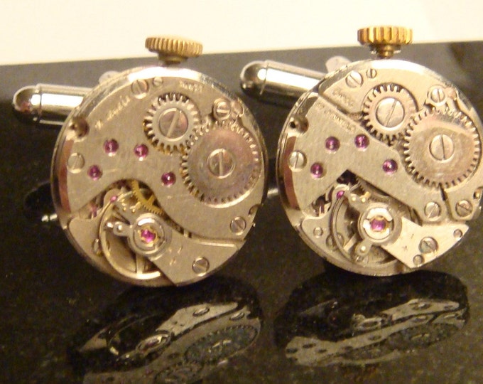 17 Ruby Swiss Made Watch Movement Cufflinks Ideal Gift for a Steampunk ...