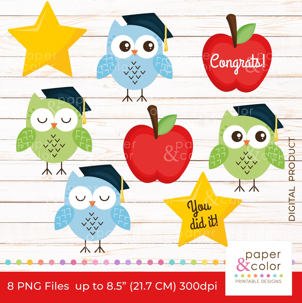 Graduation Owls Clipart, Graduation Owls, PNG, Graduation Decoration ...