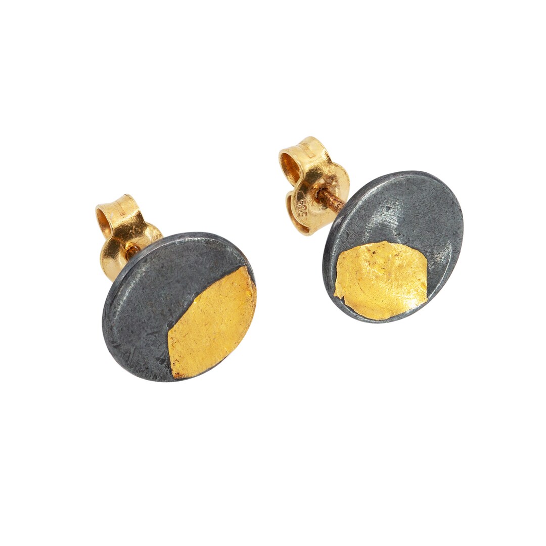 Special Keum-boo Earrings Korean Technique Combining Pure Gold 24 Karat ...
