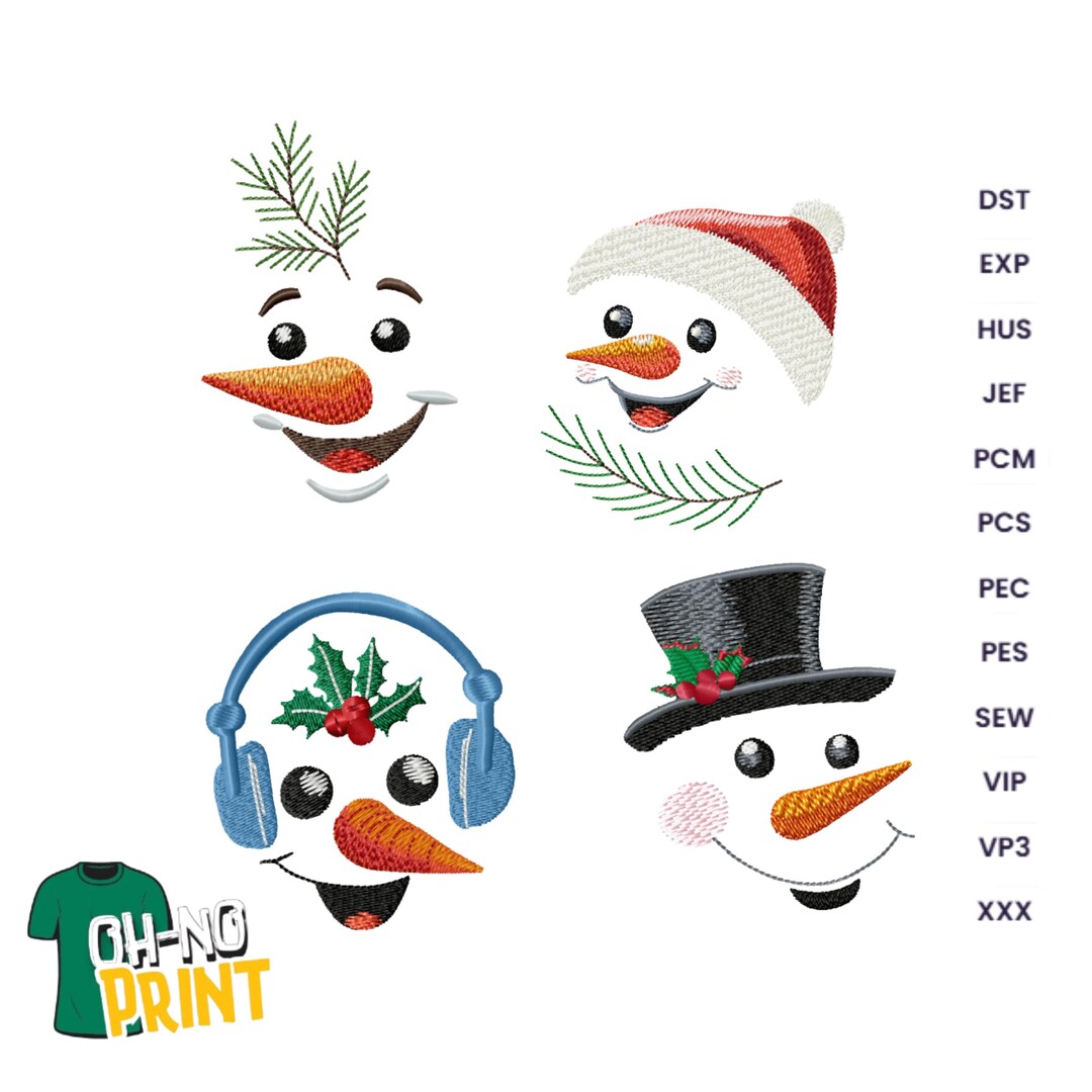 Merry Snowmen Machine Embroidery Design, Christmas Embroidery File ...