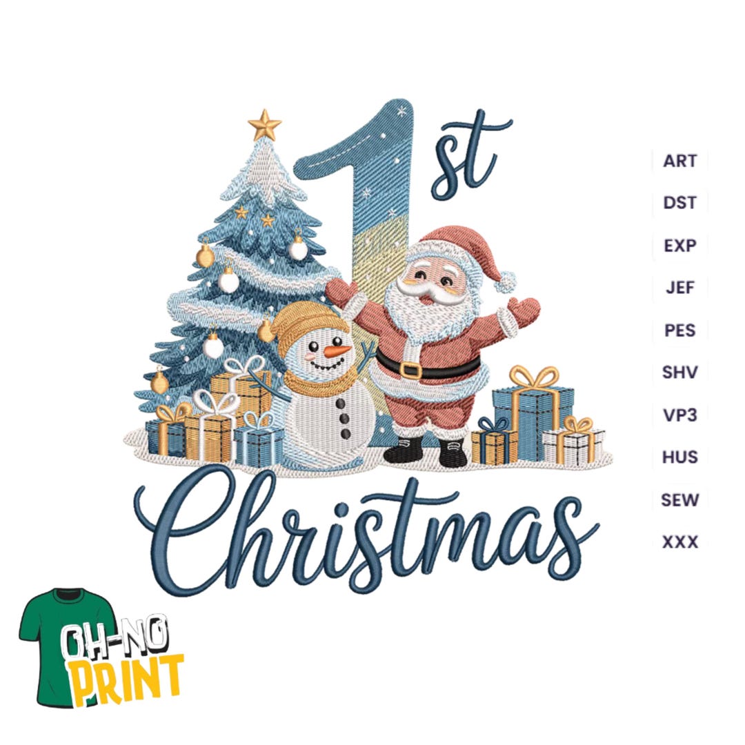 1st Christmas Embroidery Design, Baby Boys Machine Embroidery Design ...