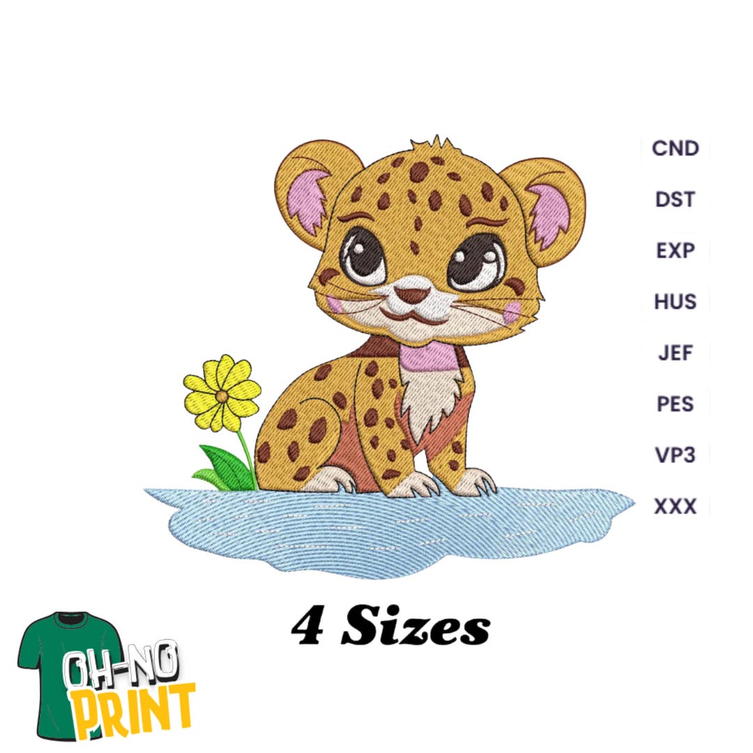 Cute Leopard Embroidery Design, Leopard Machine Embroidery Design for ...