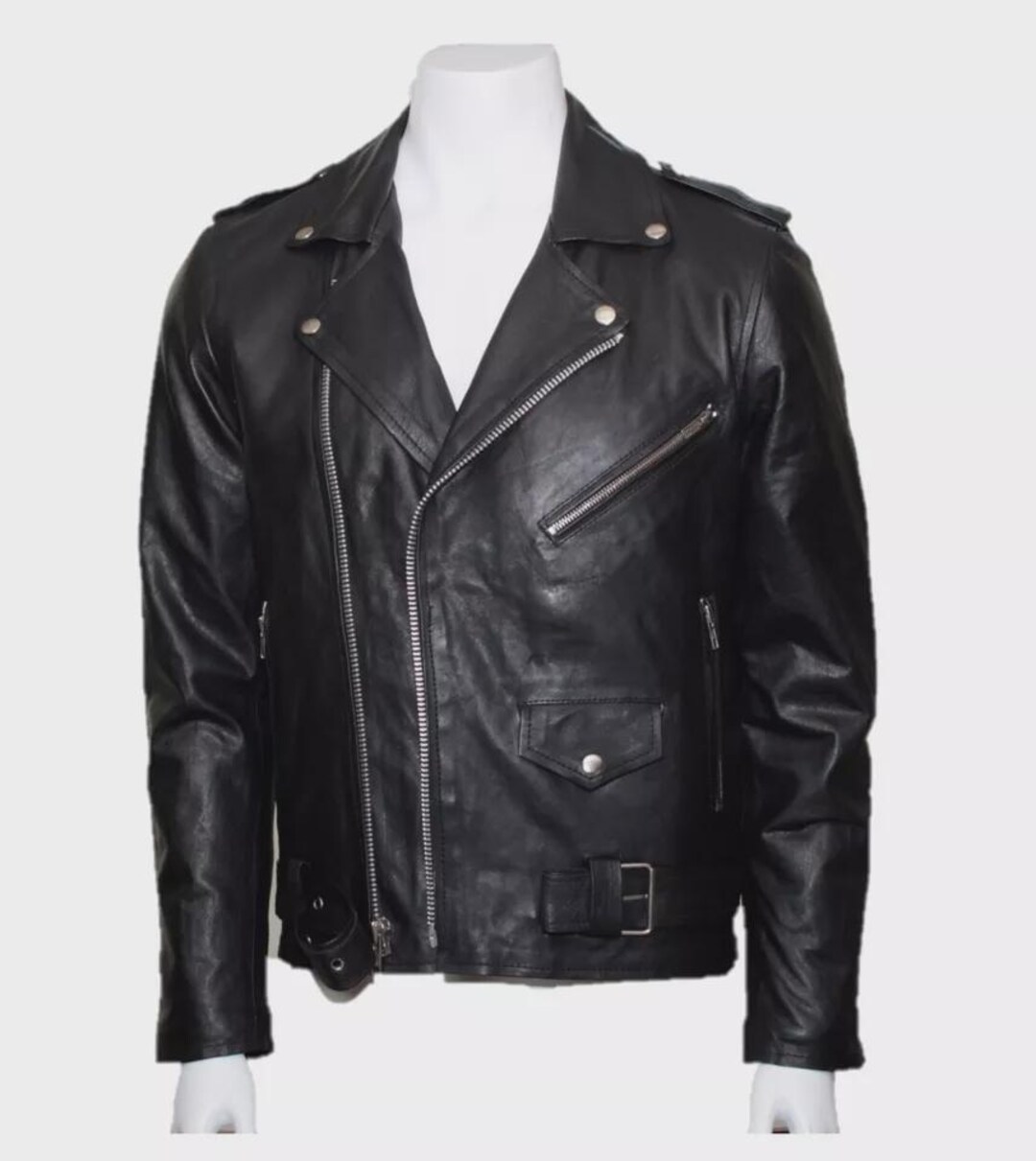 Men’s Terminator Black Classic Motorcycle Leather Jacket- All-season ...
