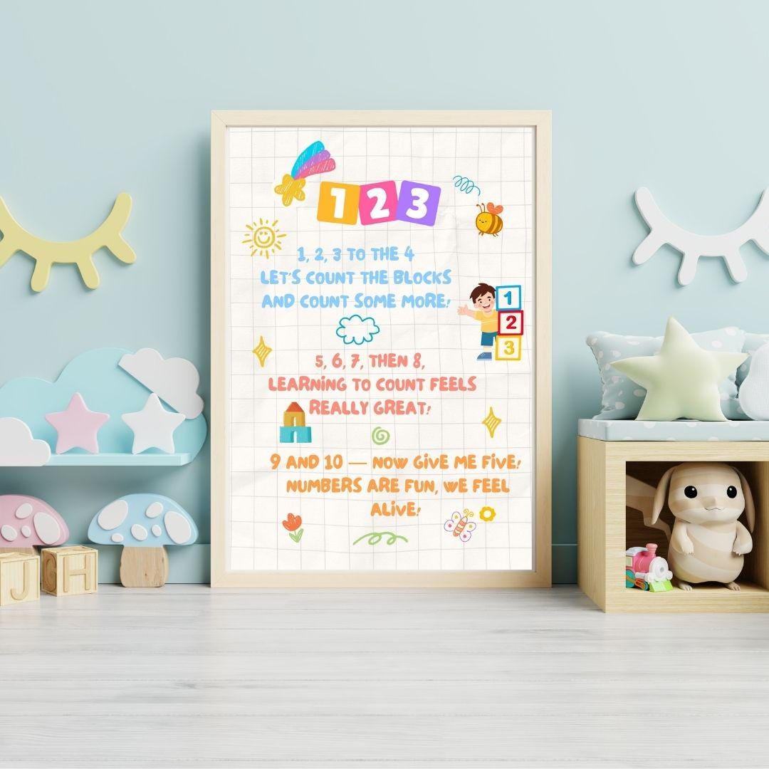 Hip Hop Numbers Poster: Counting Rhyme Wall Art (A3 Digital Download ...