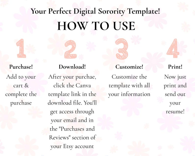 Sorority Rush Resume Template, Customizable Cover Letter (digital ...
