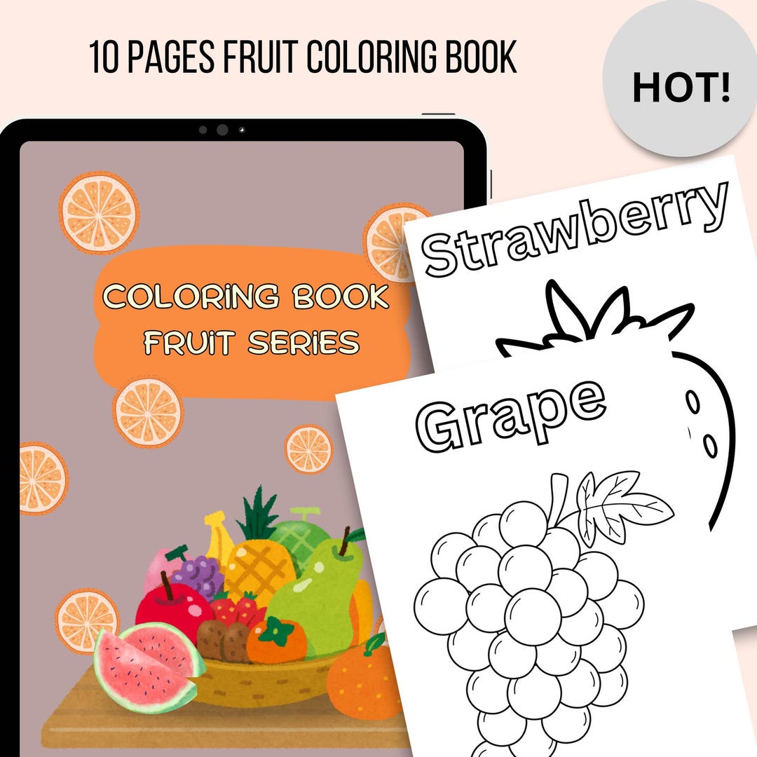 Fruit Coloring Pages, Fruit Coloring Book, Fun Designs for Kids, Teens ...