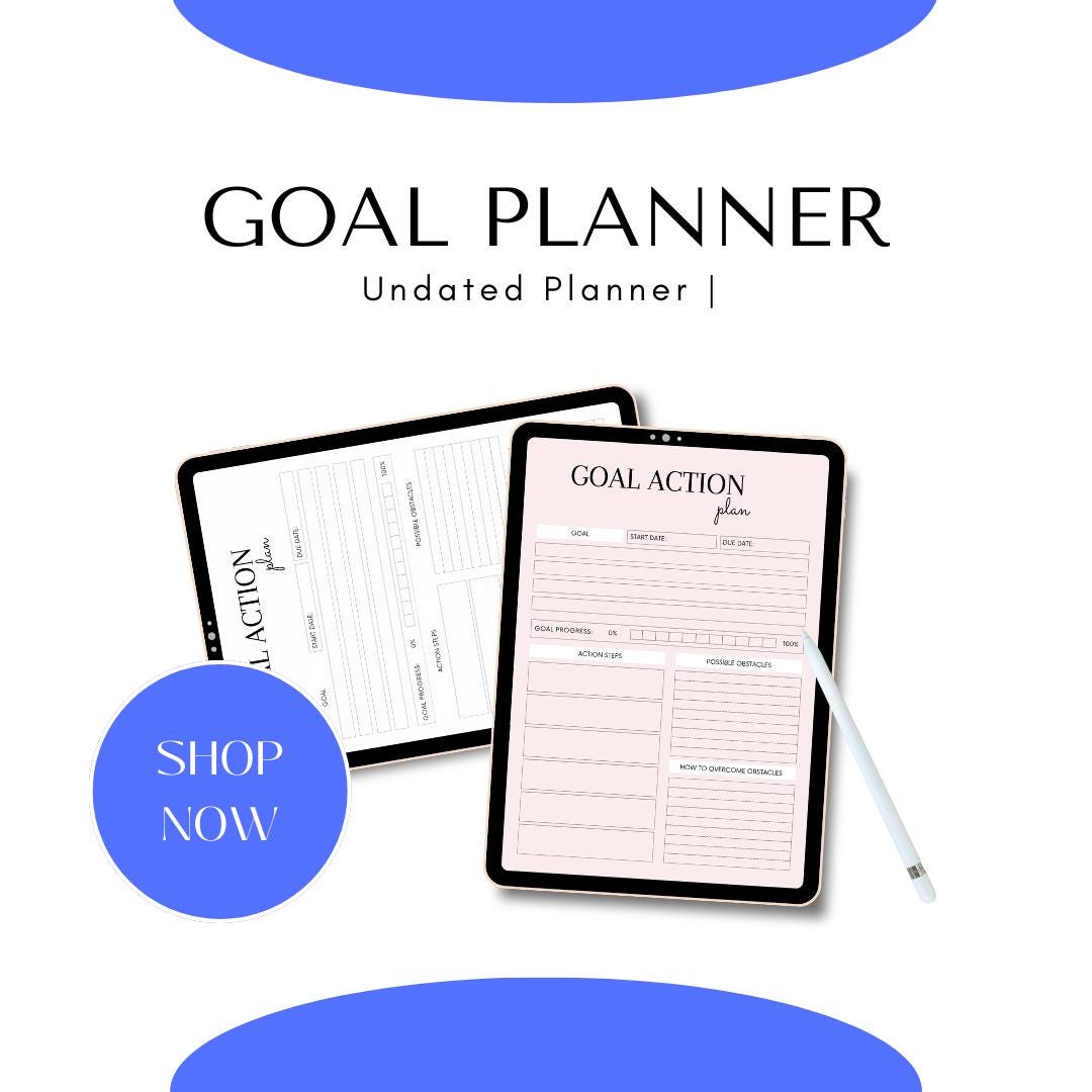Goal Setting Planner – One-page Productivity Template for Actionable ...