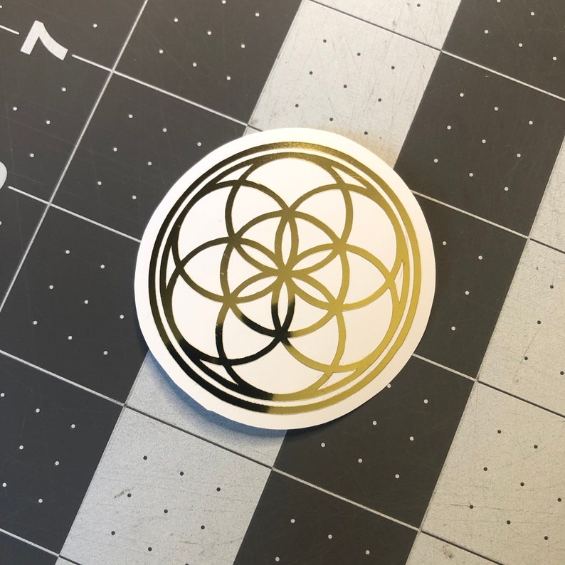 Sacred Geometry Decal Sticker Seed of Life Mirror Gold - Etsy