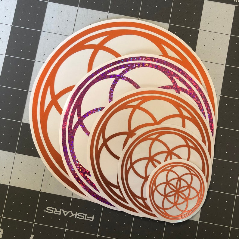 Sacred Geometry Decal Sticker Seed of Life Mirror Gold Foil Vinyl - Etsy