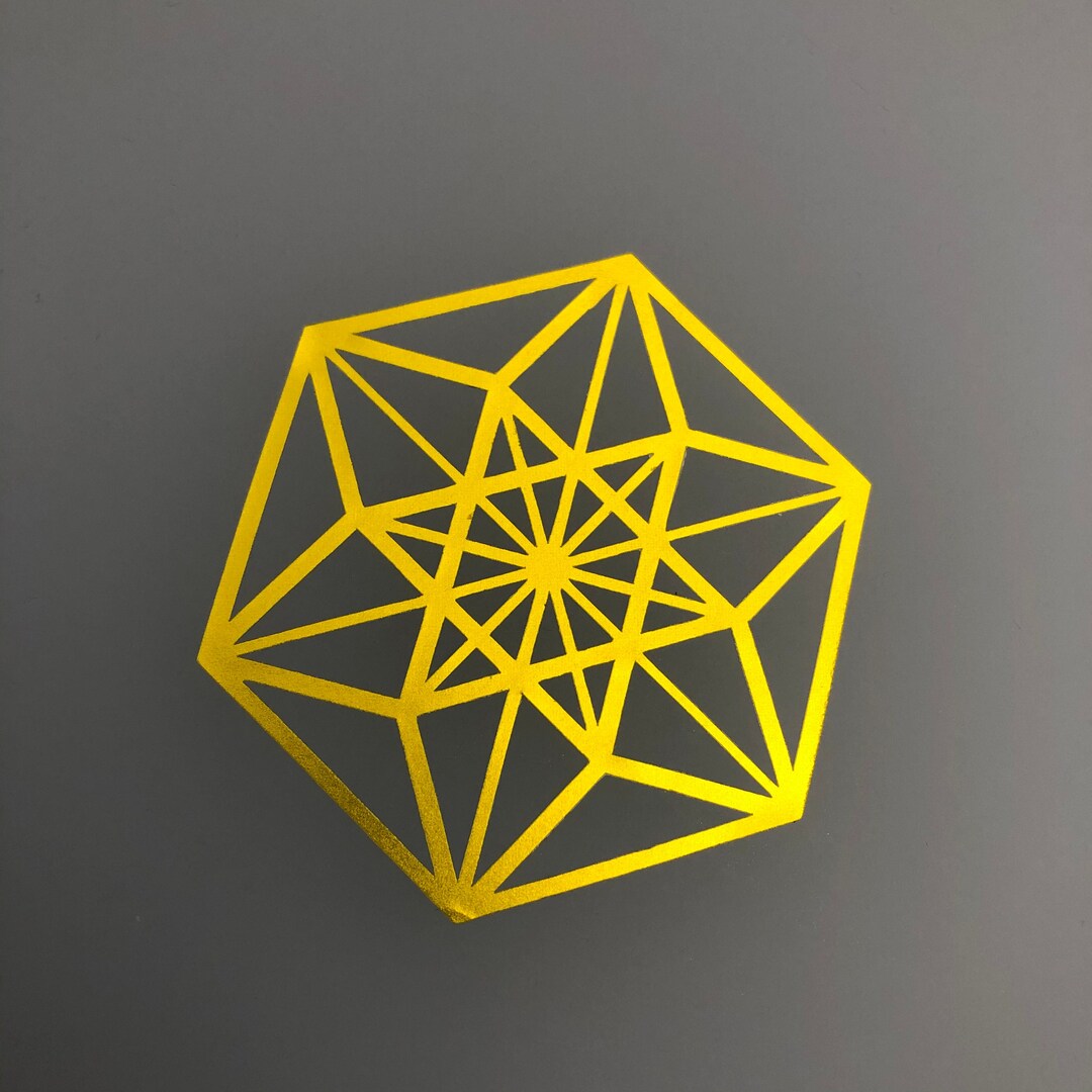 Sacred Geometry Decal Sticker Vector Equilibrium Metallic Yellow Gold ...