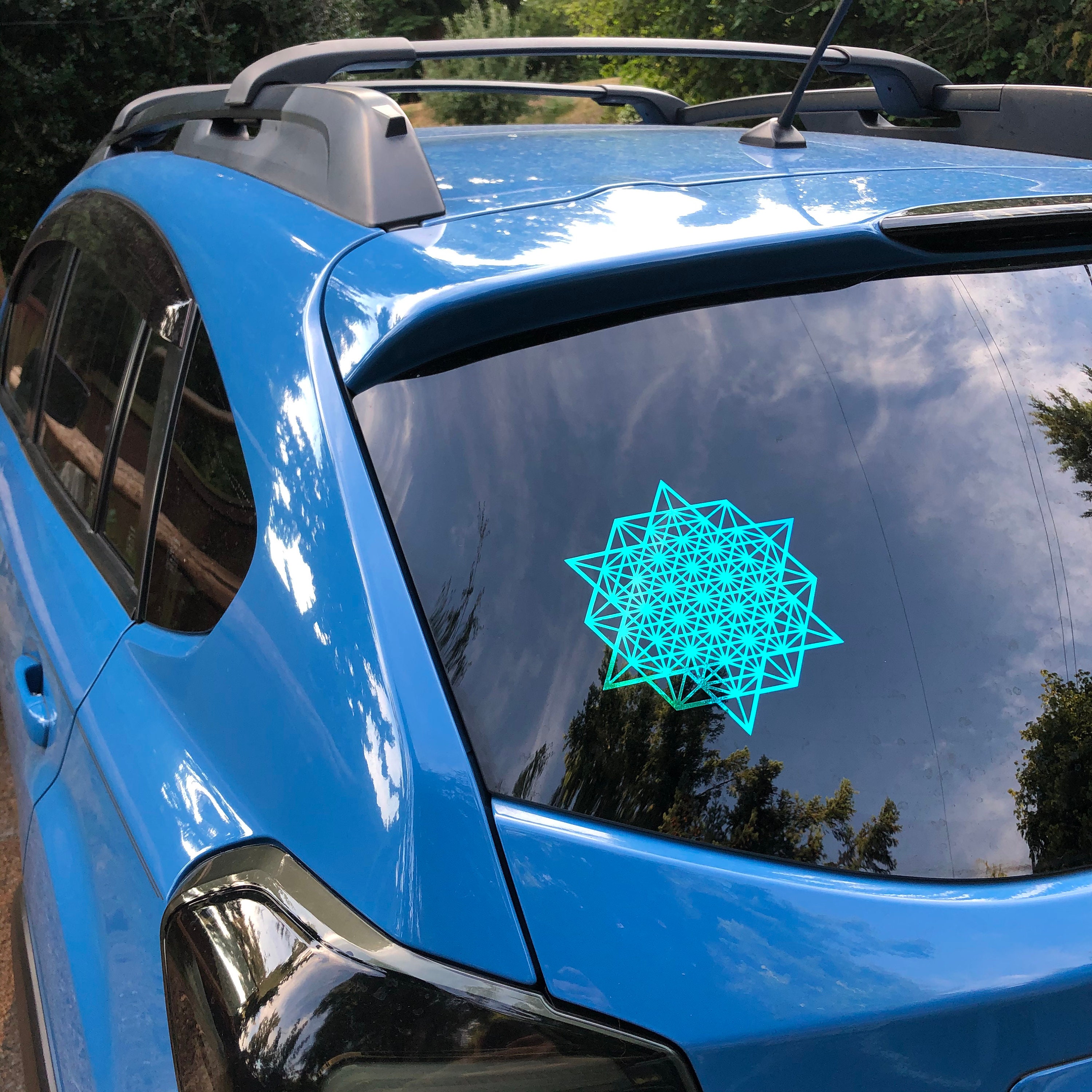 Sacred Geometry Decal Sticker Tripartite Geometry Holographic Orange ...