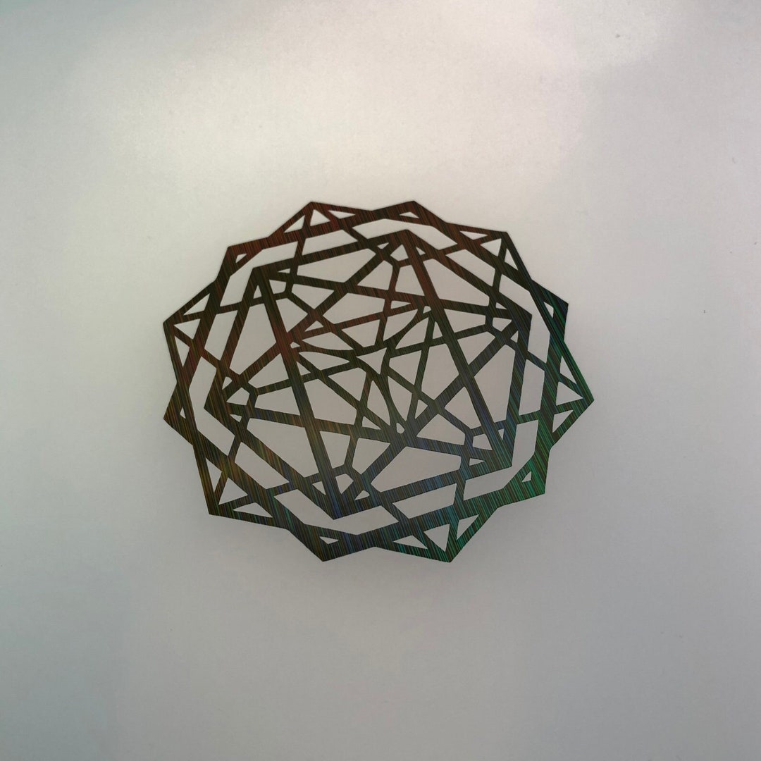 Sacred Geometry Decal Sticker Dodeca Geometry Holographic Striped Black ...