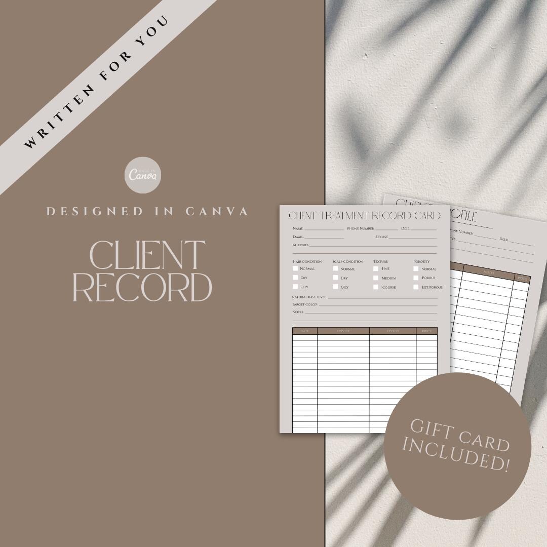 Hair Salon Client Record Card / Gift Voucher / Loyalty Card - Etsy