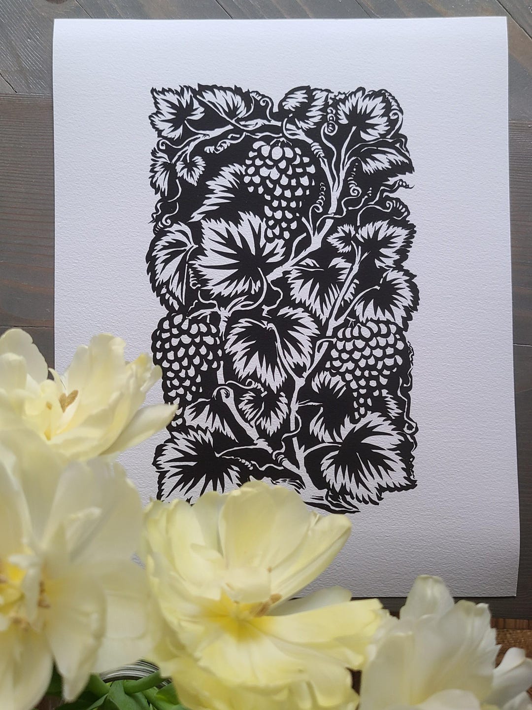 Grape Vine Wall Art Botanical Print Hand Painted Wall Print Garden Art ...