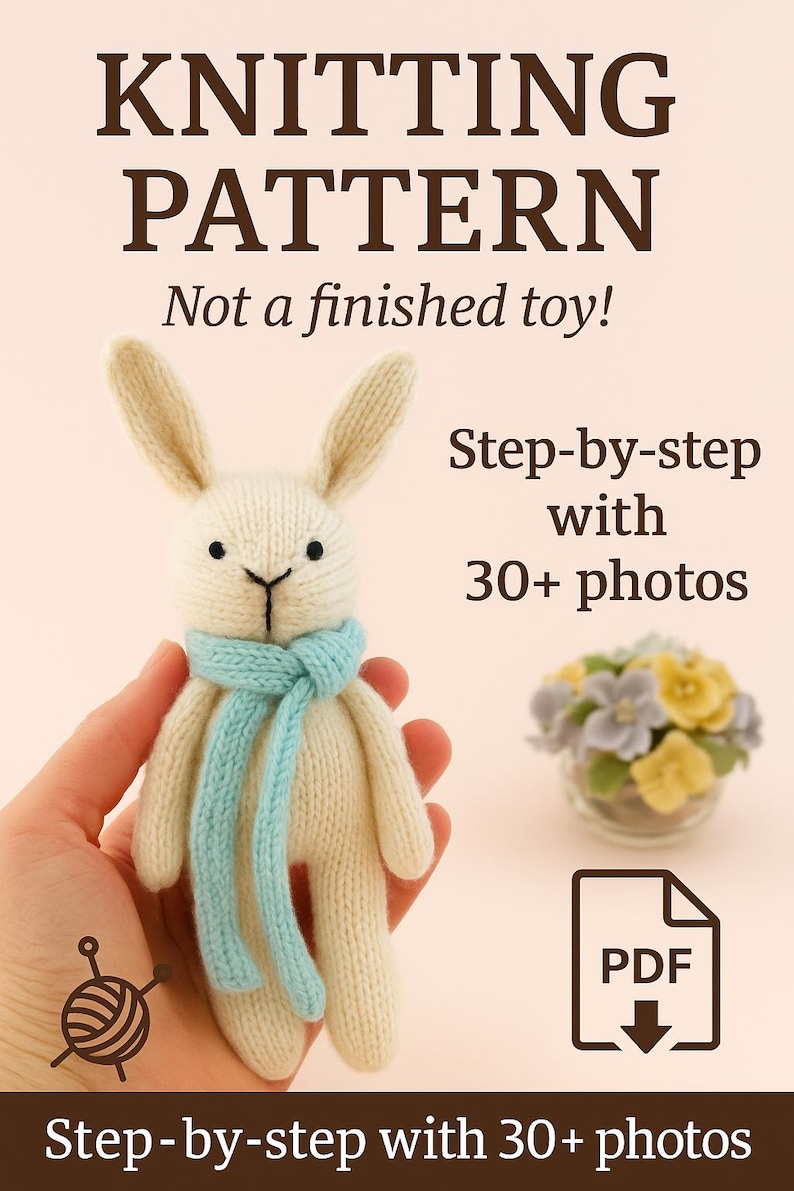 Rabbit Bunny Toy Knitting Pattern – Detailed Step-by-step Tutorial With ...
