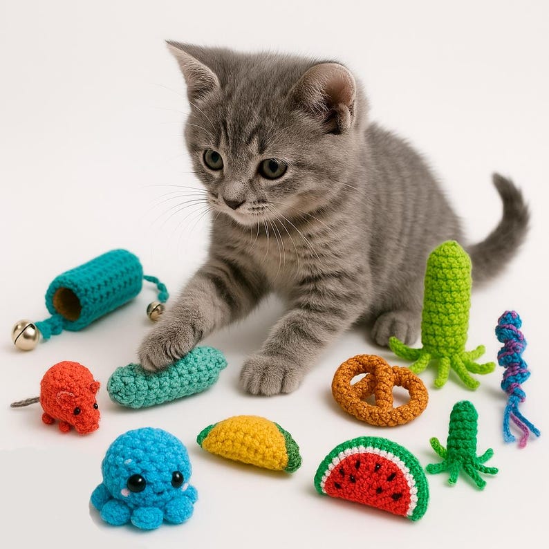 20 Cat Toy Crochet Patterns Bundle – Mouse, Fish, Octopus + More ...