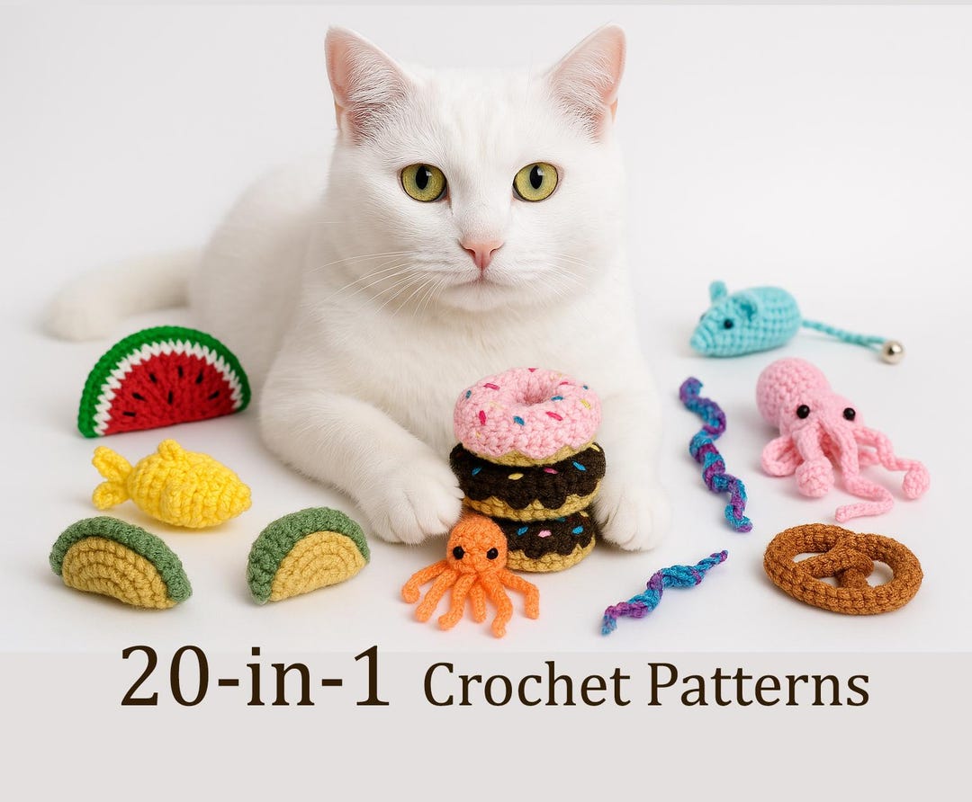 20 Cat Toy Crochet Patterns Bundle – Mouse, Fish, Octopus + More ...