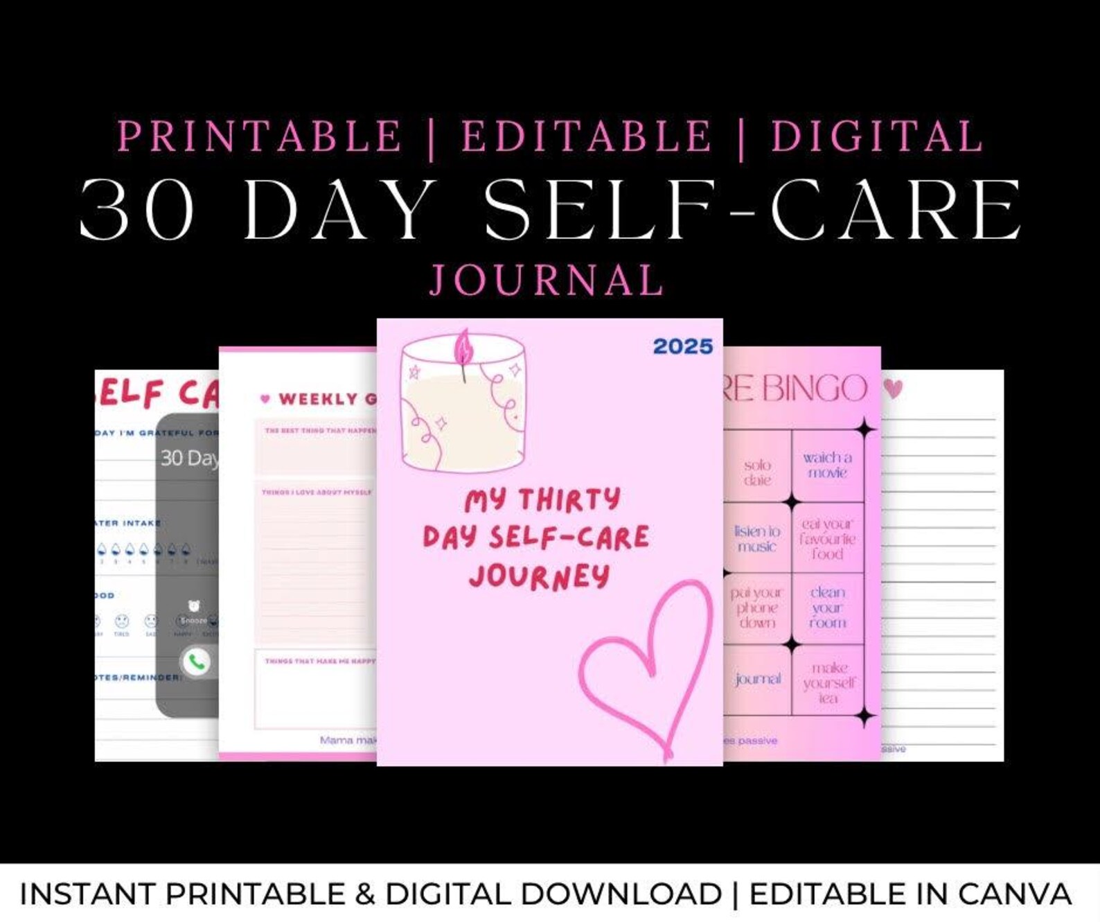 30-day Self Care Journal Printable PDF | Mental Health, Wellness ...