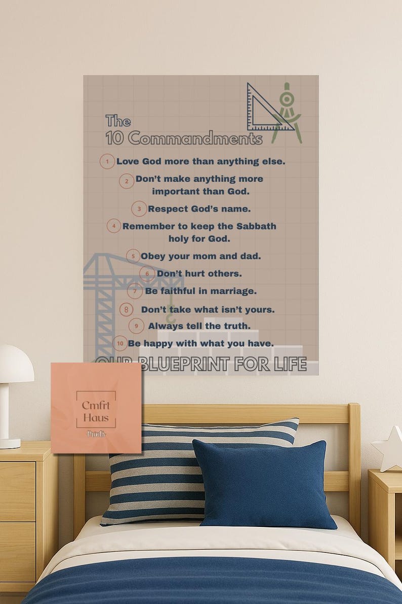 Kids Ten Commandments Wall Art – Construction Theme Printable ...