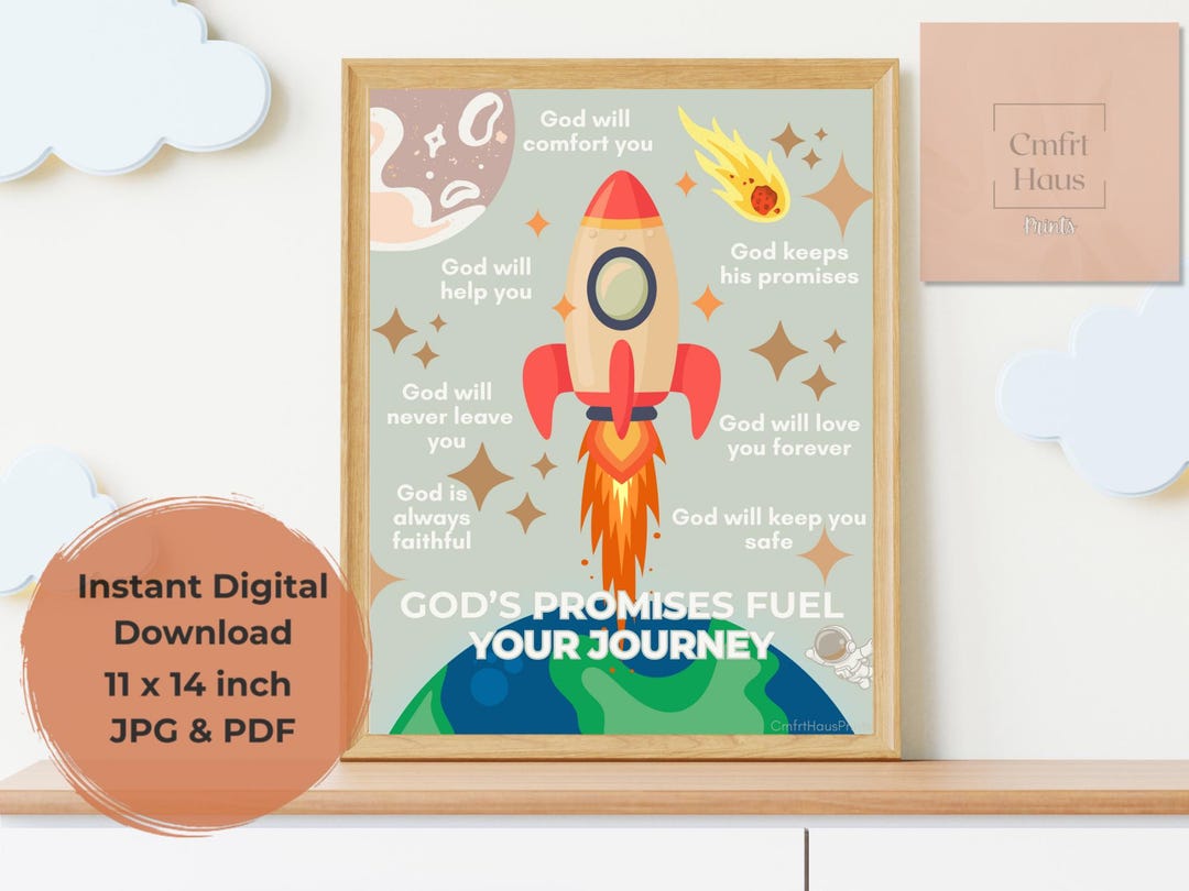God’s Promises Rocket Poster | Christian Kids Wall Art | 11x14 ...
