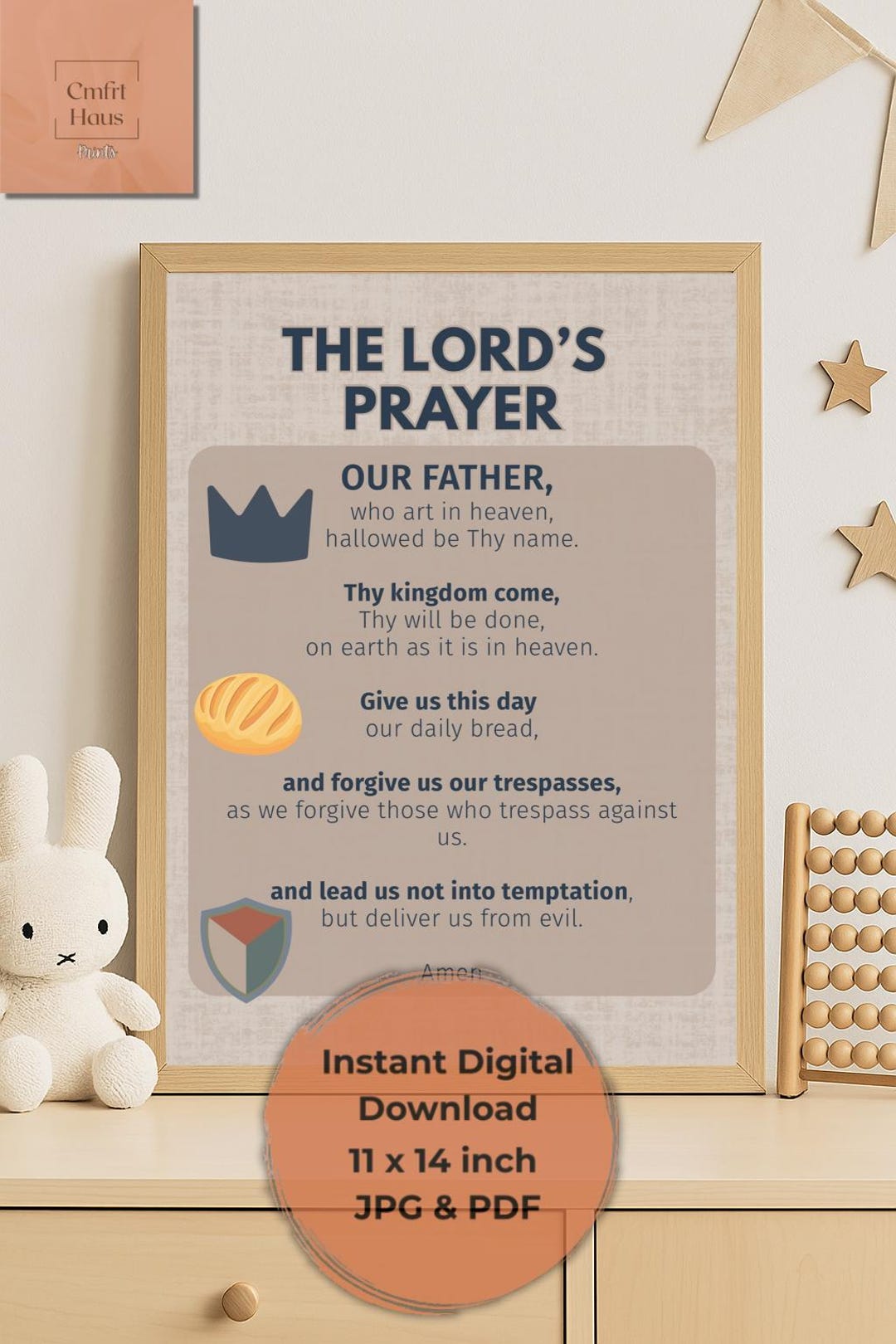 The Lord’s Prayer Wall Art Printable | Christian Nursery Decor | 11x14 ...