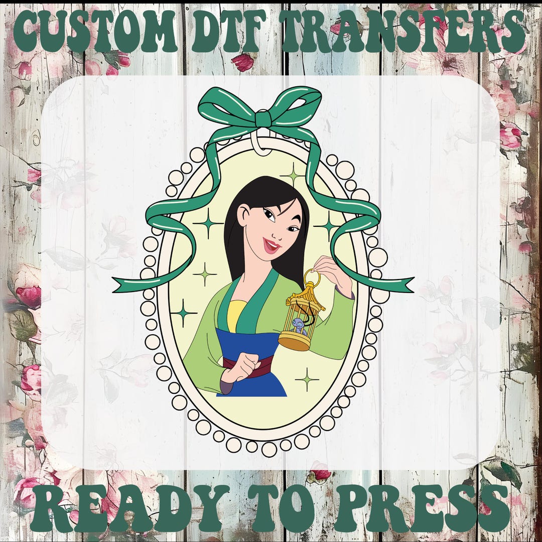 Princess Mulan Ready to Press, Mulan Frame Bow Coquette Heat Transfer ...
