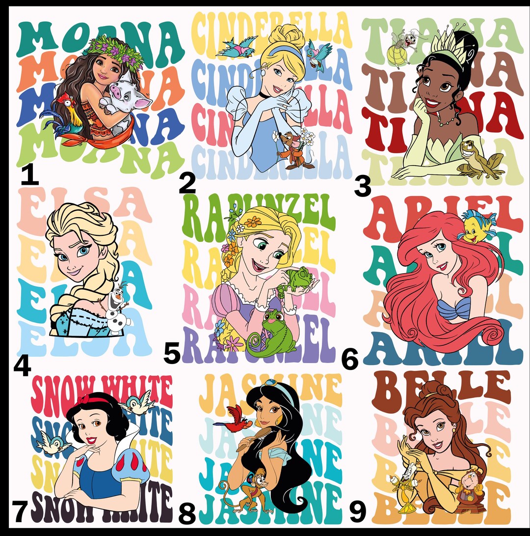 Disney Princess Characters Dtf Transfer, Princess Best Day Ever Ready ...