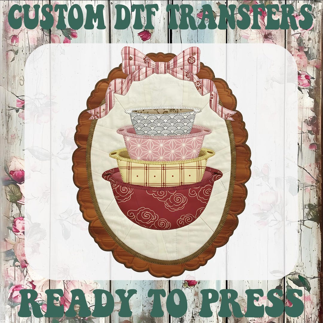 Patwork Vintage Thrifted Pink Pyrex DTF Transfer, Grandma Core Ready to ...