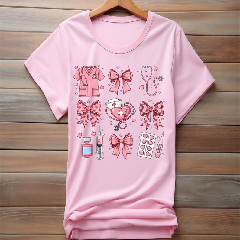 Pink Valentine Nurse DTF Transfer, Valentine Nurse Coquette Ready to ...