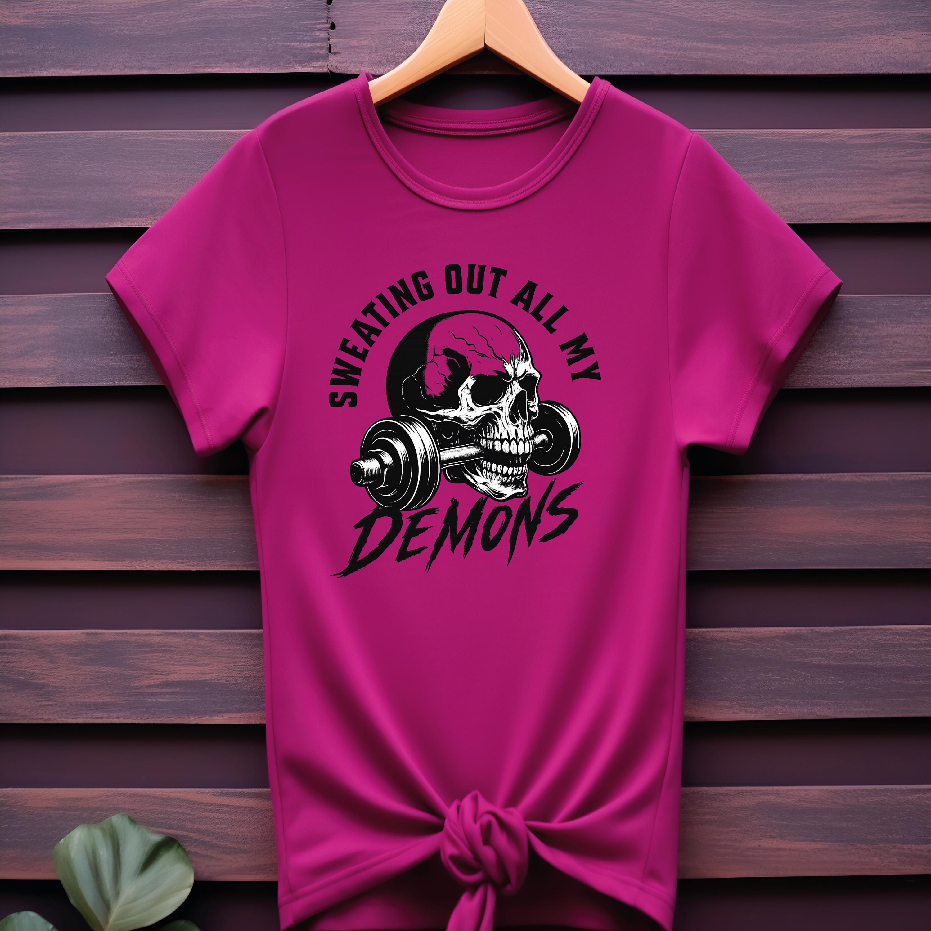 Funny Skeleton Workout Heat Transfer: 'sweating Out Demons' DTF Iron-on ...