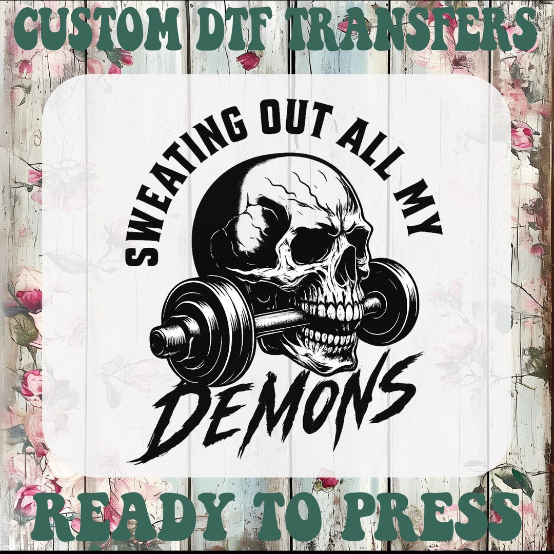 Funny Skeleton Workout Heat Transfer: 'sweating Out Demons' DTF Iron-on ...