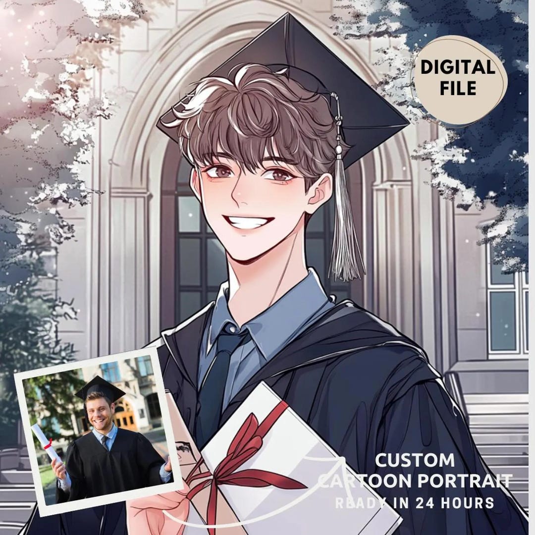 Custom Graduation Anime Portrait | Personalized Anime-style Grad Gift ...