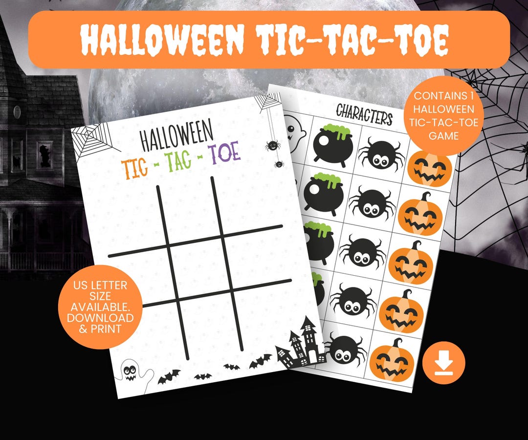 Halloween Tic Tac Toe Printable Game for Kids, Cute Ghost and Cauldron ...