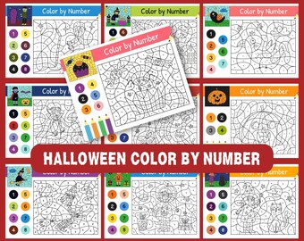 Halloween Color by Number, Halloween Preschool Printable, Homeschool ...